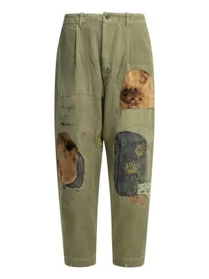Kapital Katsuragi Patchwork Embroidered Tailored Trousers - Green