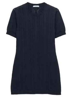 Prada Openwork Cotton Mini-dress Navy