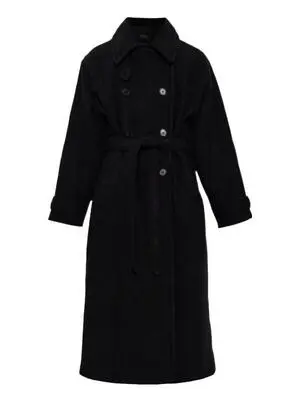 A.p.c. Lea Belted Double-breasted Coat - Black