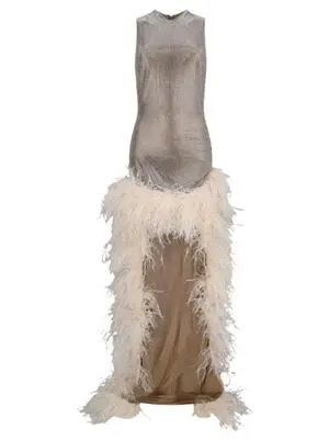 GIUSEPPE DI MORABITO Giuseppe Di Morabito Feather Trim Embellished Dress
