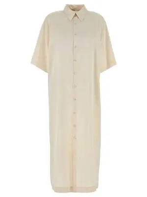 Carven Dr447 Satin Shirt Dress - Ivory