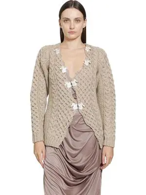 PILLINGS Chunky Wool Cardigan - Beige