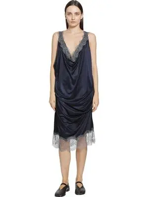 PILLINGS Lace-trimmed Draped Satin Dress