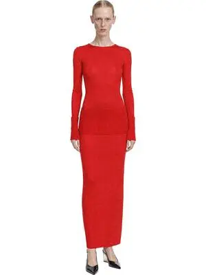 Alaïa Merino Bodycon Dress - Red
