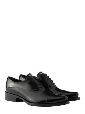 Prada Brushed Leather Lace-up Shoes - Black