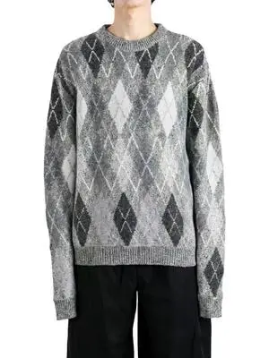 ERL Argyle-knit Sweater - Grey