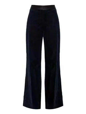 Victoria Beckham Alina Velvet Satin-trim Trousers Blue
