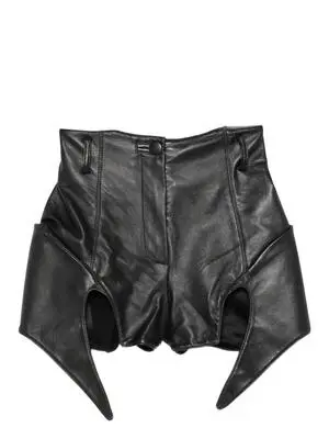 MITILIANE COUTURE Cut-out Leather Shorts - Black