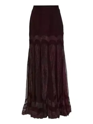 Zimmermann Lace-insert Silk Maxi Skirt Brown