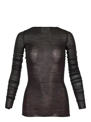 Rick Owens Sheer Ruched-sleeve Top Black