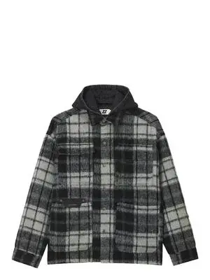 Izzue Plaid Hooded Jacket - Grey
