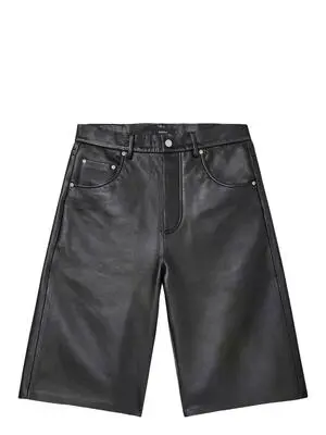 PURPLE BRAND Leather Bermuda Shorts - Black