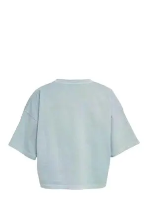 DONDUP Logo-embroidered Cropped T-shirt - Blue