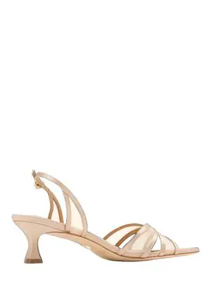 Badgley Mischka Yoana Satin-finish Mesh-panel Sandals Neutrals