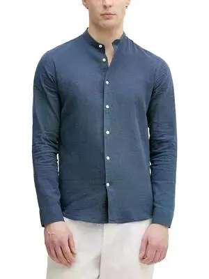 LINDBERGH Mandarin-collar Long-sleeve Shirt - Blue