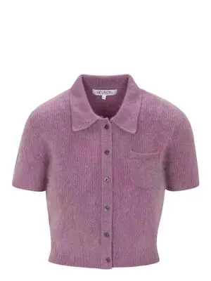 HEVRON Juno Brushed-knit Button-up Cardigan - Purple