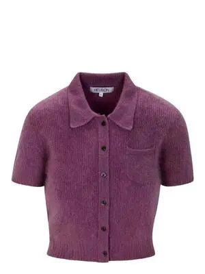 HEVRON Juno Brushed-knit Button-up Cardigan Purple