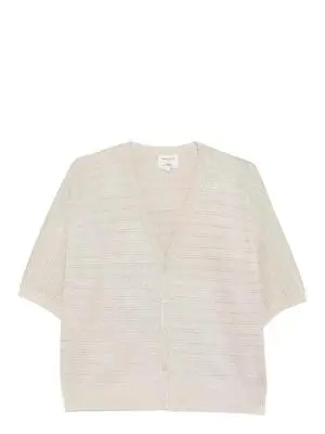 MAISON123 Ribbed Short-sleeve Cardigan