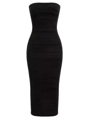 AGUA DE COCO Dawn Ribbed-knit Strapless Midi Dress - Black