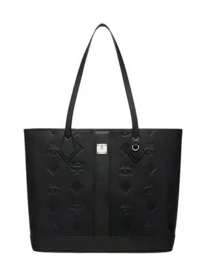 Mcm Medium New Liz Shopper Logo-embossed Tote Bag - Black