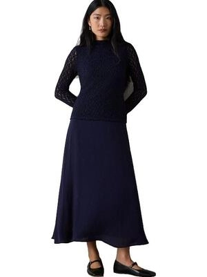 Whistles Drop Waist Midi Dress - Navy