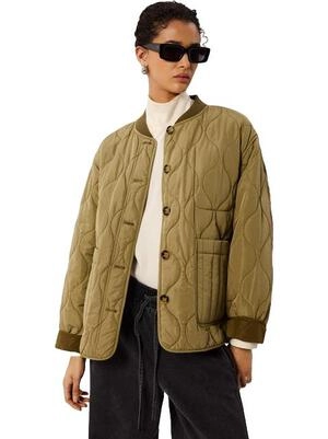 Whistles Reversible Quilted Jacket - Khaki