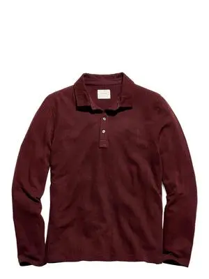 Billy Reid Long Sleeve Herringbone Polo - Plum