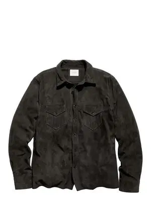 Billy Reid Featherweight Suede Scout Shirt Brown