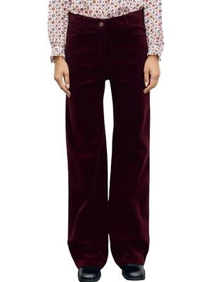 Gerard Darel Mag Wide Leg Corduroy Trousers Bordeaux