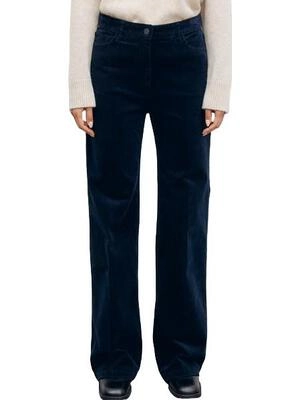 Gerard Darel Mag Wide Leg Corduroy Trousers Navy Blue