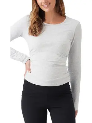 RIPE MATERNITY Organic Cotton Ruched Matenity Top - Silver Marle