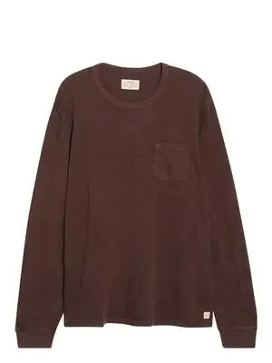 Marine Layer Luxe Slub Organic Cotton Long Sleeve Pocket T-shirt - Java