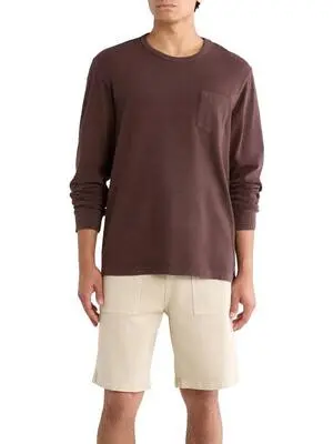 Marine Layer Luxe Slub Organic Cotton Long Sleeve Pocket T-shirt - Java