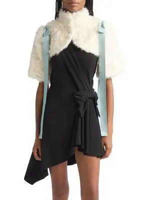 Sandy Liang Mohair Blend Bolero Jacket - Cream