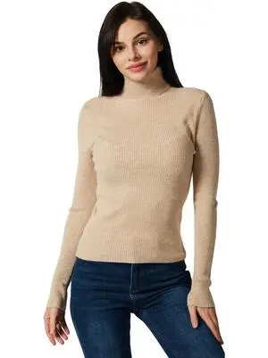 ZILPU Slim Fit Ribbed Turtleneck Sweater Top Khaki