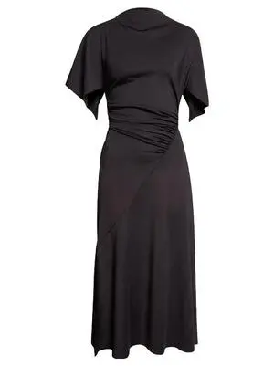Victoria Beckham Blousey Midi Dress - Black