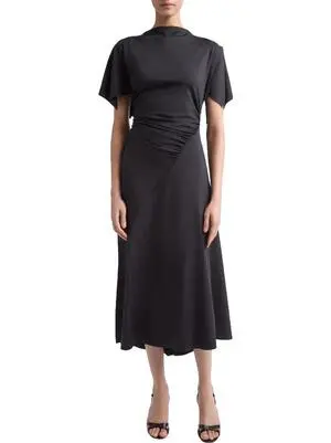 Victoria Beckham Blousey Midi Dress - Black