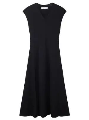 Mango V-neck Knit Midi Dress - Black