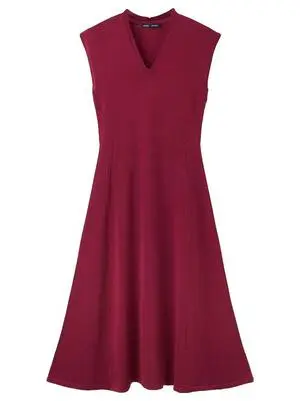 Mango V-neck Knit Midi Dress Strawberry