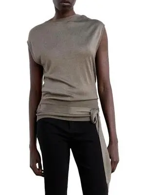 Mango Belted Sweater Vest - Medium Brown