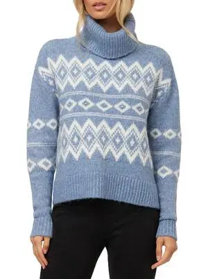Fifteen Twenty Esther Jacquard Turtleneck Sweater - Chambray