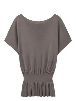 Mango Ruched Fine Knit Sweater - Medium Brown