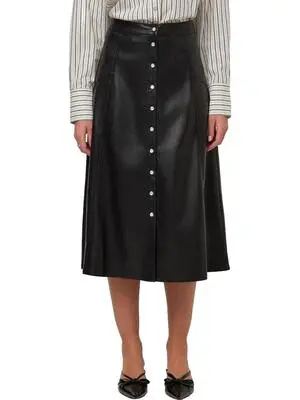 Fifteen Twenty Esmeralda Faux Leather Midi Skirt - Black