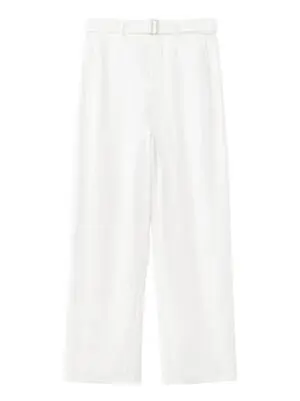 Mango Belted Straight Leg Pants - White