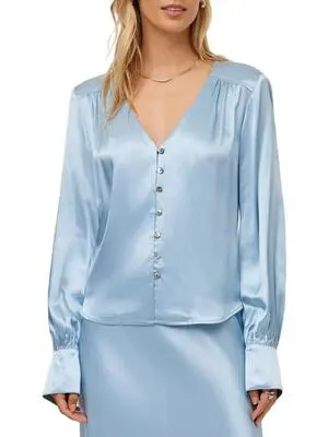 Fifteen Twenty Jackie Shirred Satin Top Glacier