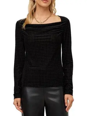 Fifteen Twenty Payton Velvet Burnout Drape Top - Black