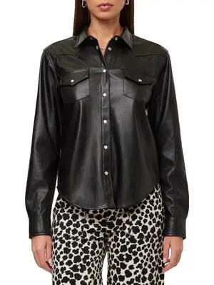 Fifteen Twenty Anna Faux Leather Shirt - Black