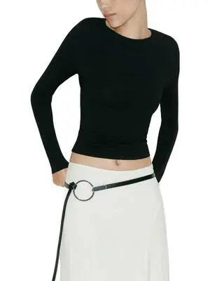 Mango Fitted Boat Neck Sweater - Black