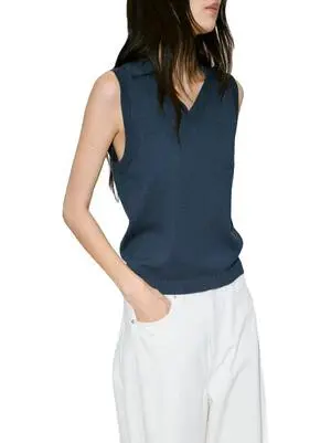 Mango Polo Sweater Vest - Blue