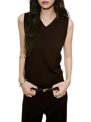 Mango Polo Sweater Vest - Chocolate